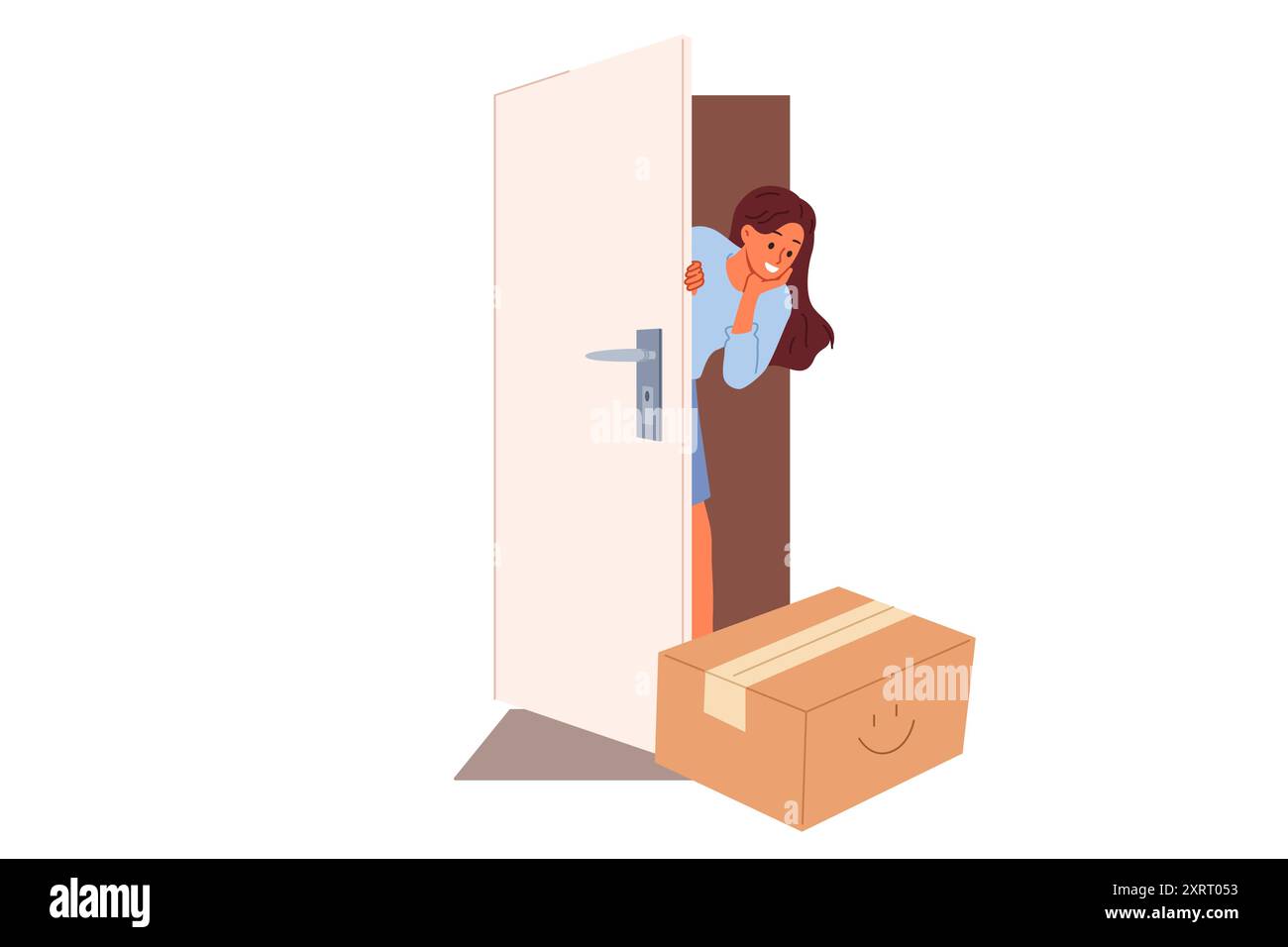 Woman store door out Stock Vector Images - Alamy