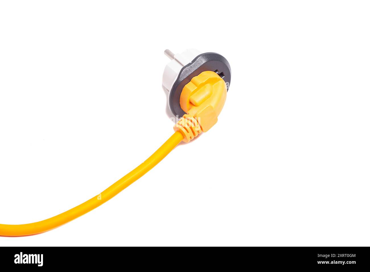 Power cable with universal white plug adapter isolated on white Stock ...