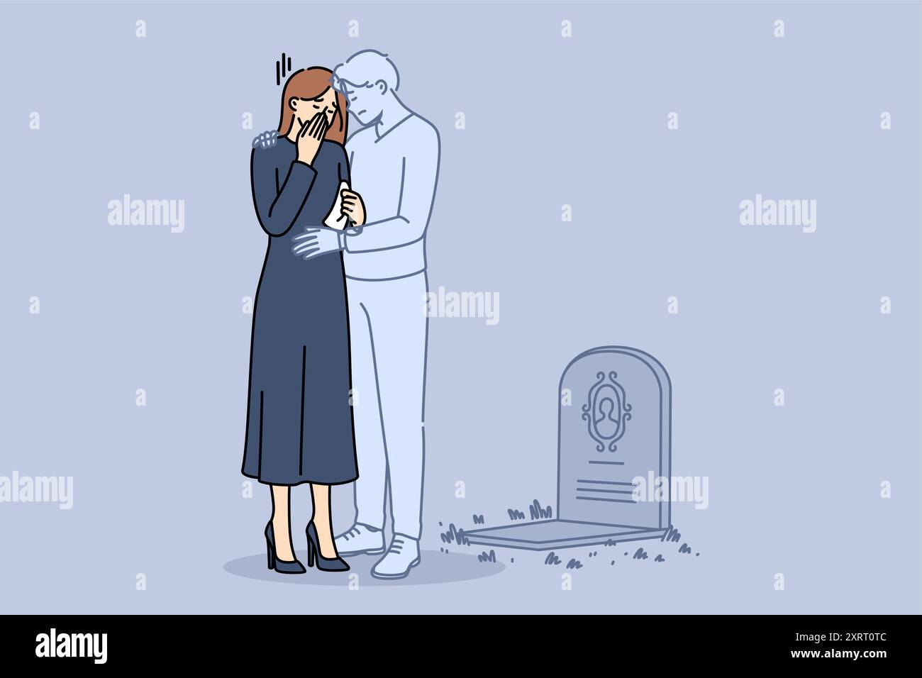 Ghost of husband supports widow crying at grave of deceased groom and ...