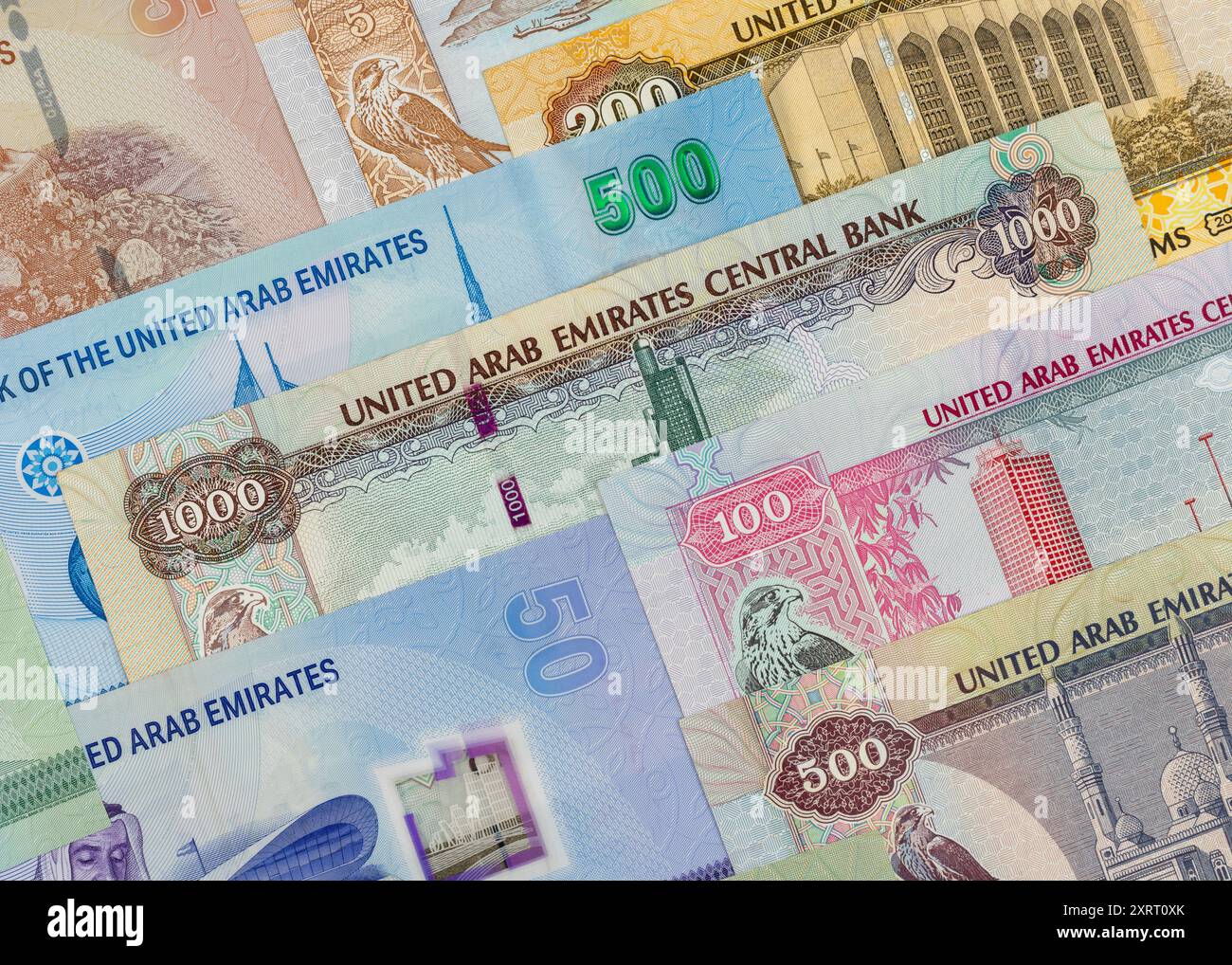 United Arab Emirates various denominations currency notes. Business ...