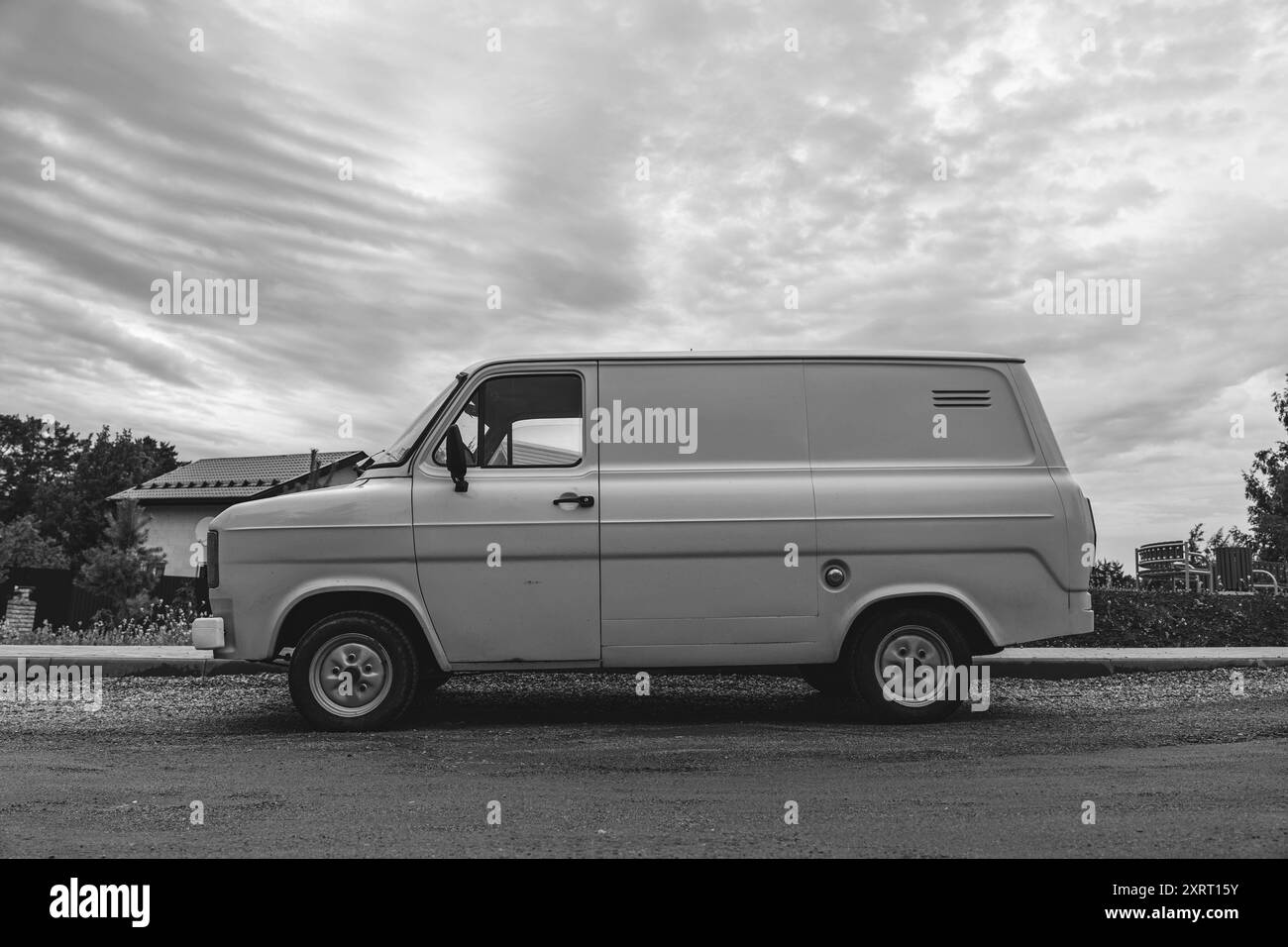 Parked van house Black and White Stock Photos & Images - Alamy