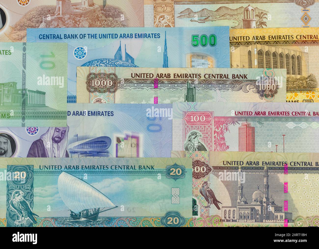 UAE different currency notes business background Stock Photo - Alamy