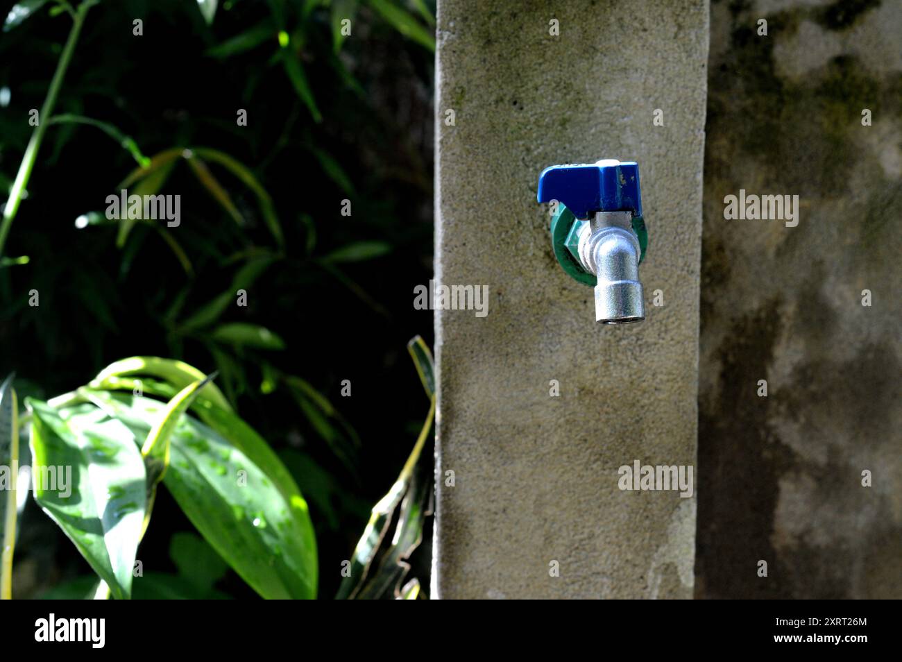 water tap on cement wall Stock Photo - Alamy