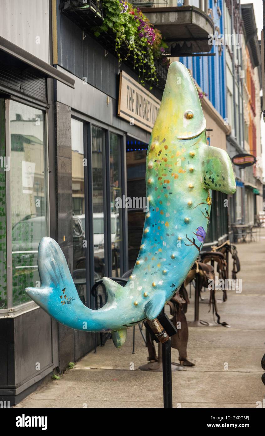 Sturgeon fiberglass fish art project along Water street in downtown ...