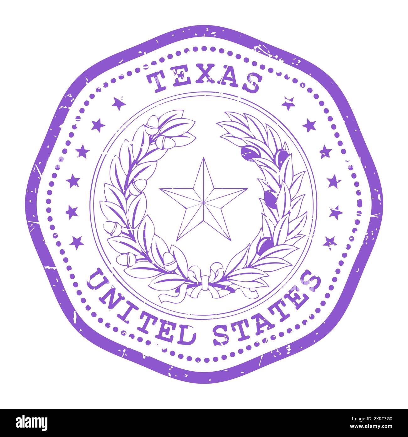 Texas state stamp with seal, USA travel stamp, shabby postmark of Texas ...