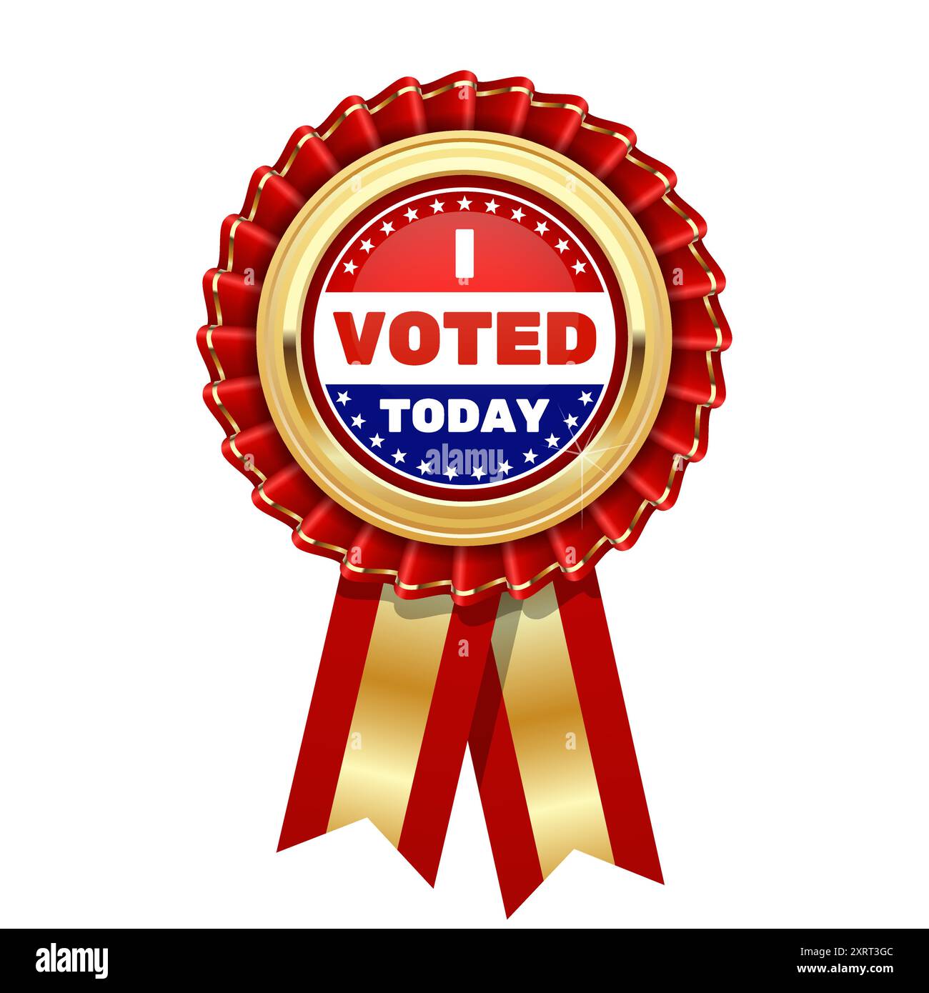 I voted today pin, red rosette, gold badge or medal, election day badge ...