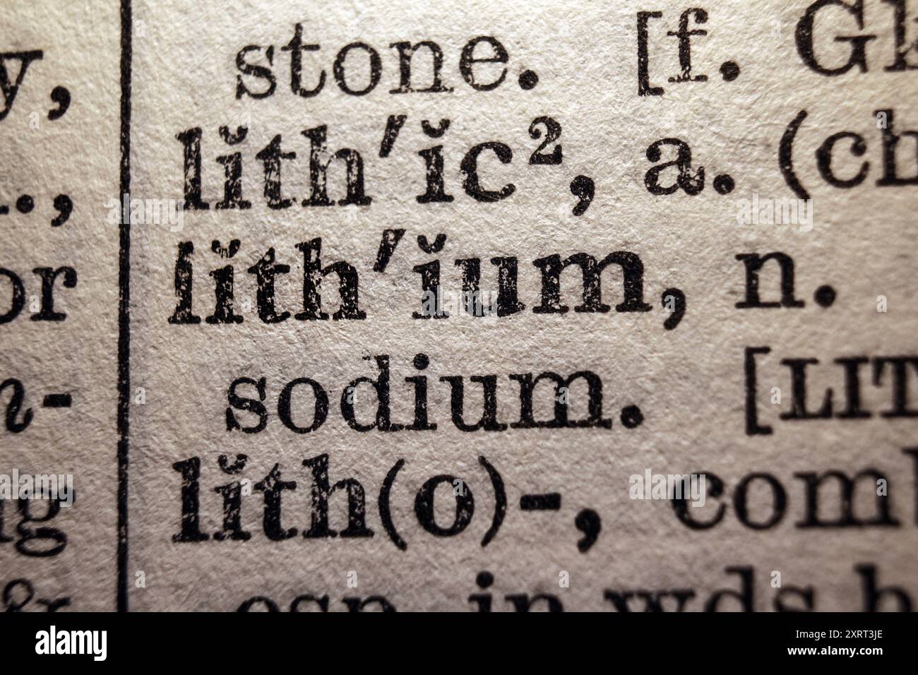 Word lithium on dictionary page, macro close-up Stock Photo - Alamy