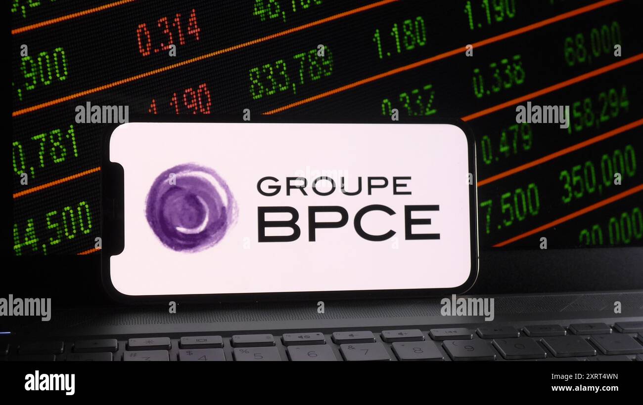 In this photo illustration, Groupe BPCE logo is displayed on a ...