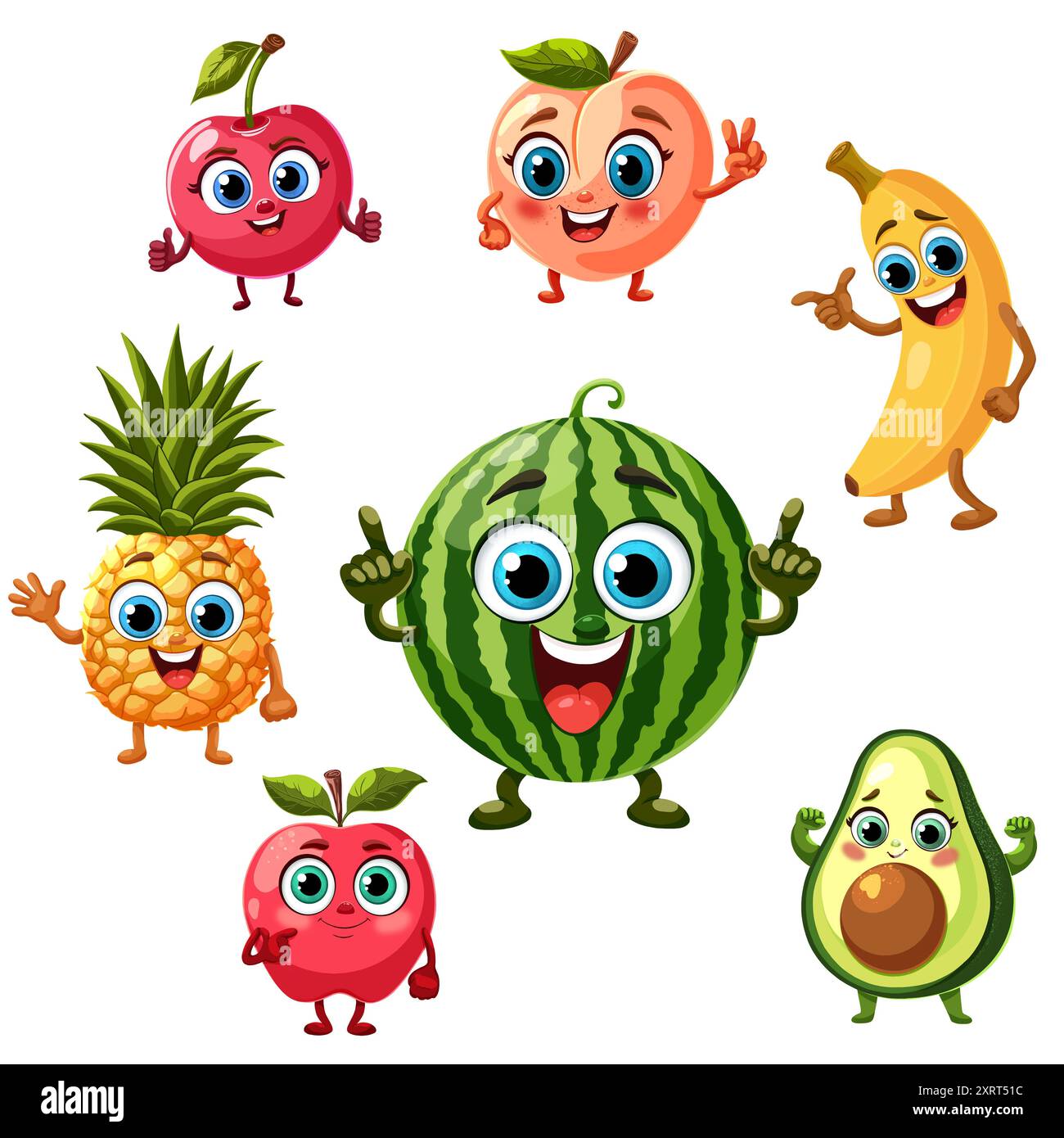 Illustration of cute fruits. Cartoon character illustration. Isolated ...