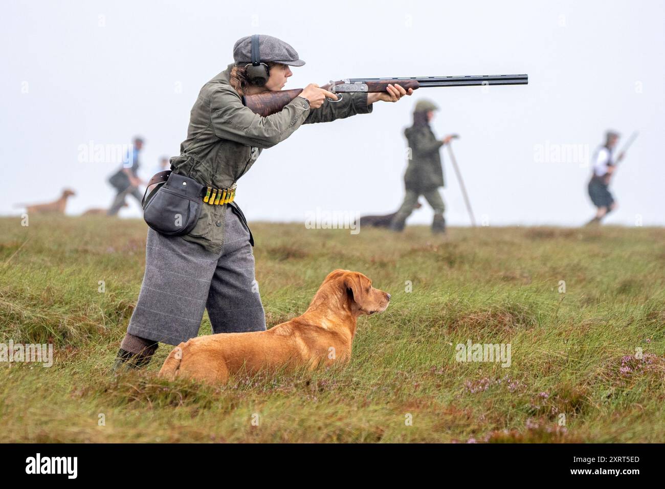 Members of a shooting party on the moors in the Lammermuir Hills, near ...
