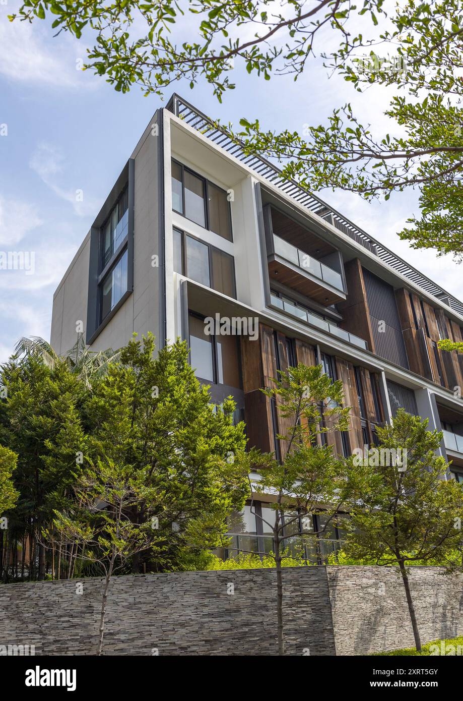 Modern building near the old quarter, Penang island, George Town ...