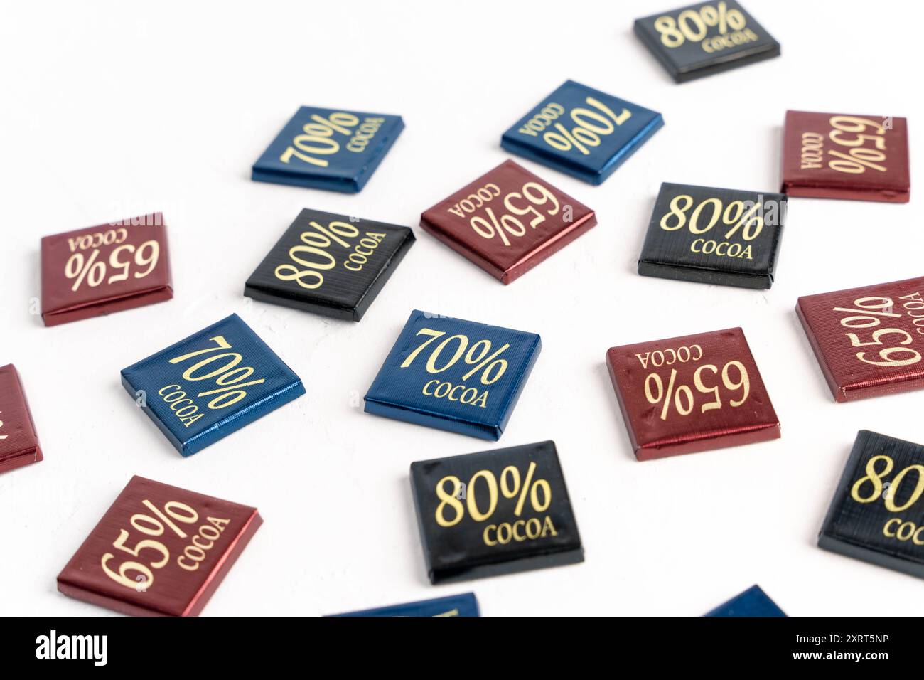 Square chocolate bars with different cocoa percentages Stock Photo - Alamy