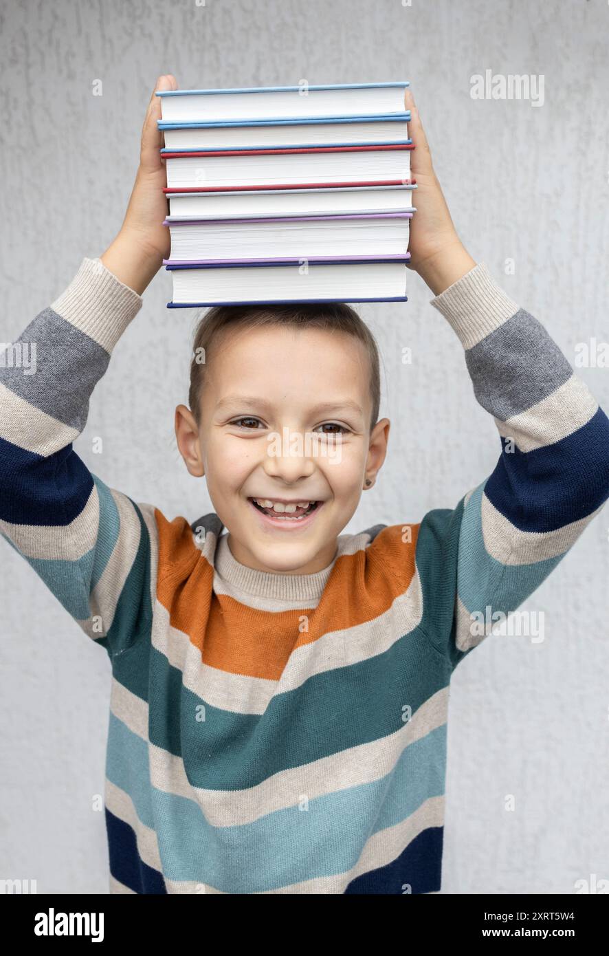 Happy cute clever boy school hi-res stock photography and images - Alamy