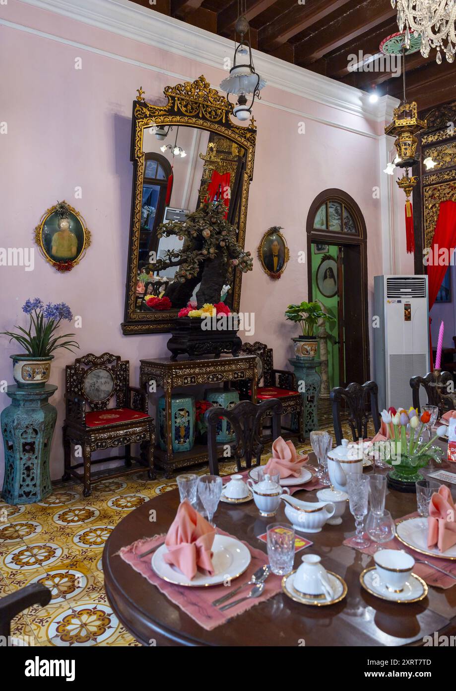 Pinang Peranakan mansion museum dining room, Penang island, George Town ...
