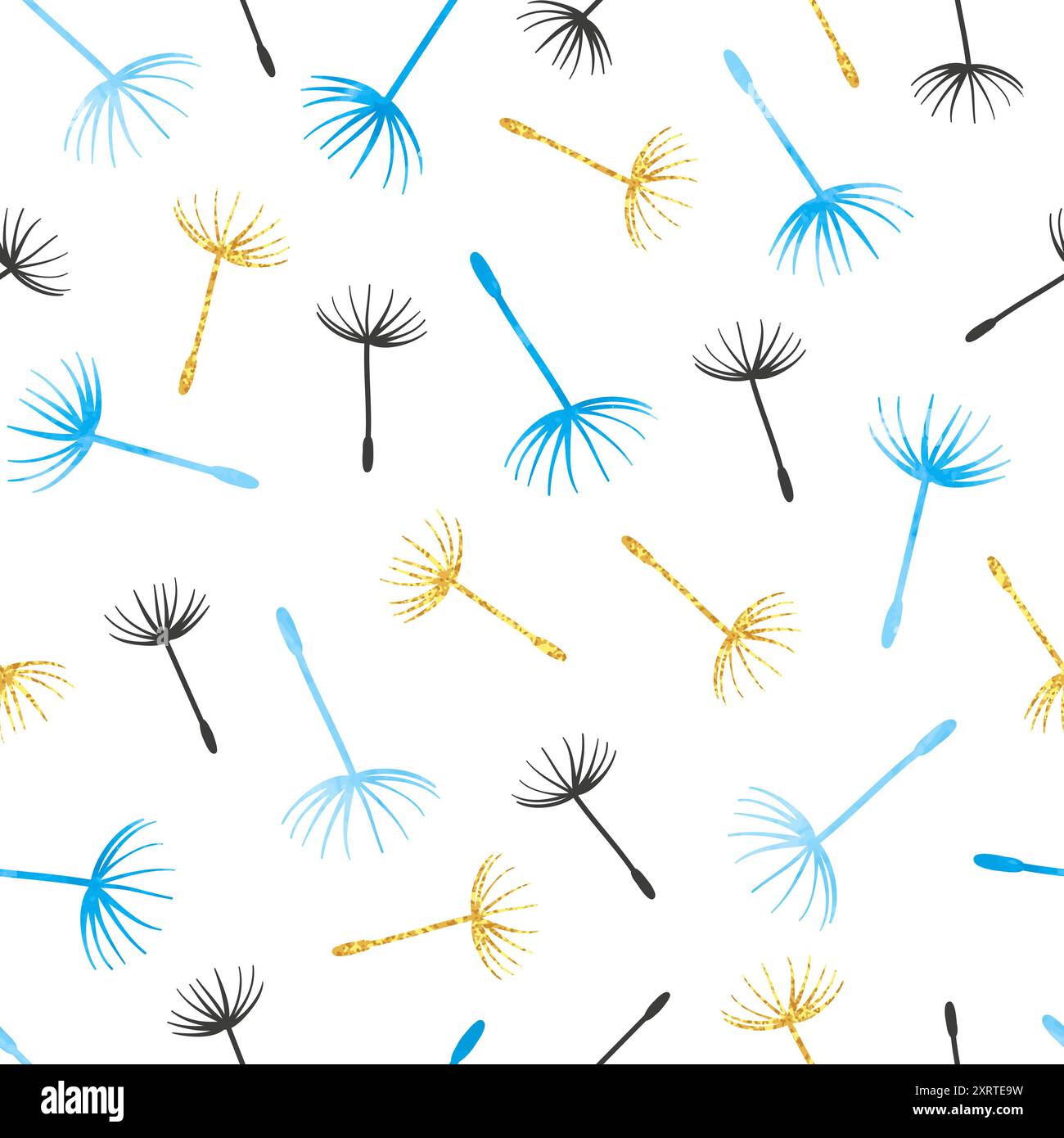 Flying dandelion seeds seamless pattern. Vector floral illustration ...