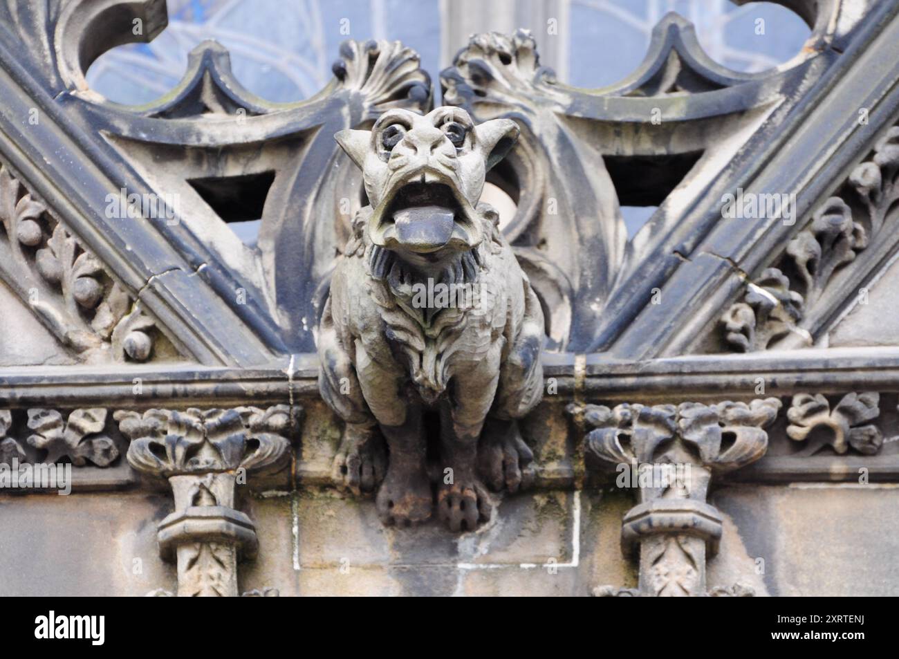 Gargoyle on Gothic Cathedral Facade, Showcasing Medieval Architecture ...