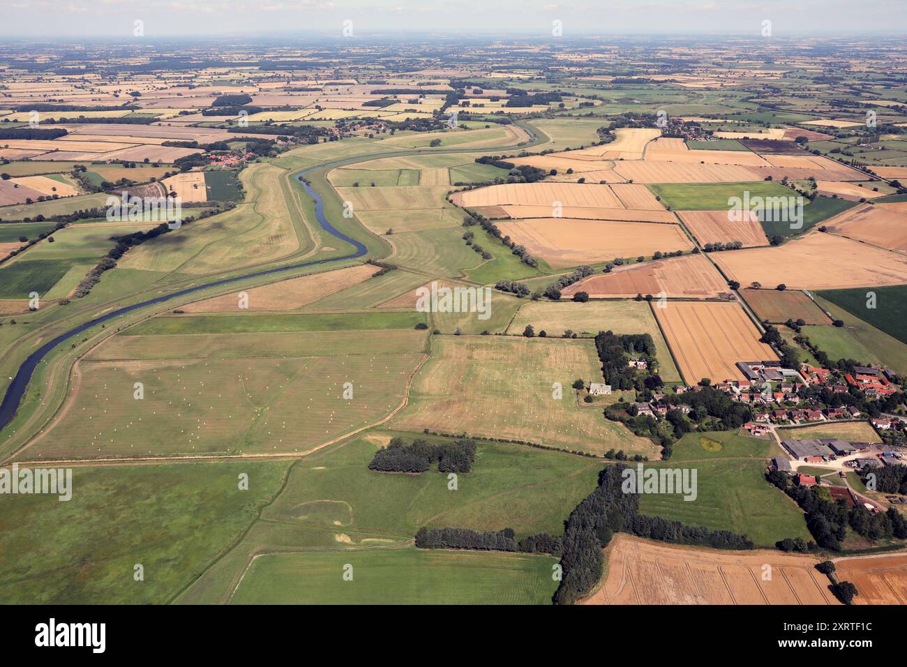 aerial view of the River Derwent valley looking North from Ellerton ...