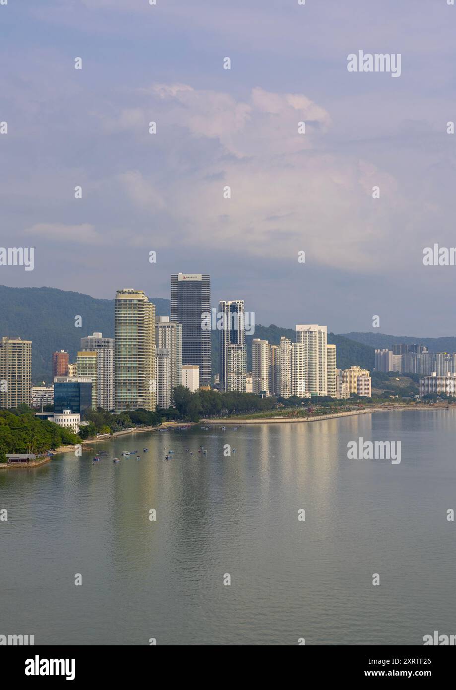 Modern buildings and skycrapers, Penang island, George Town, Malaysia ...