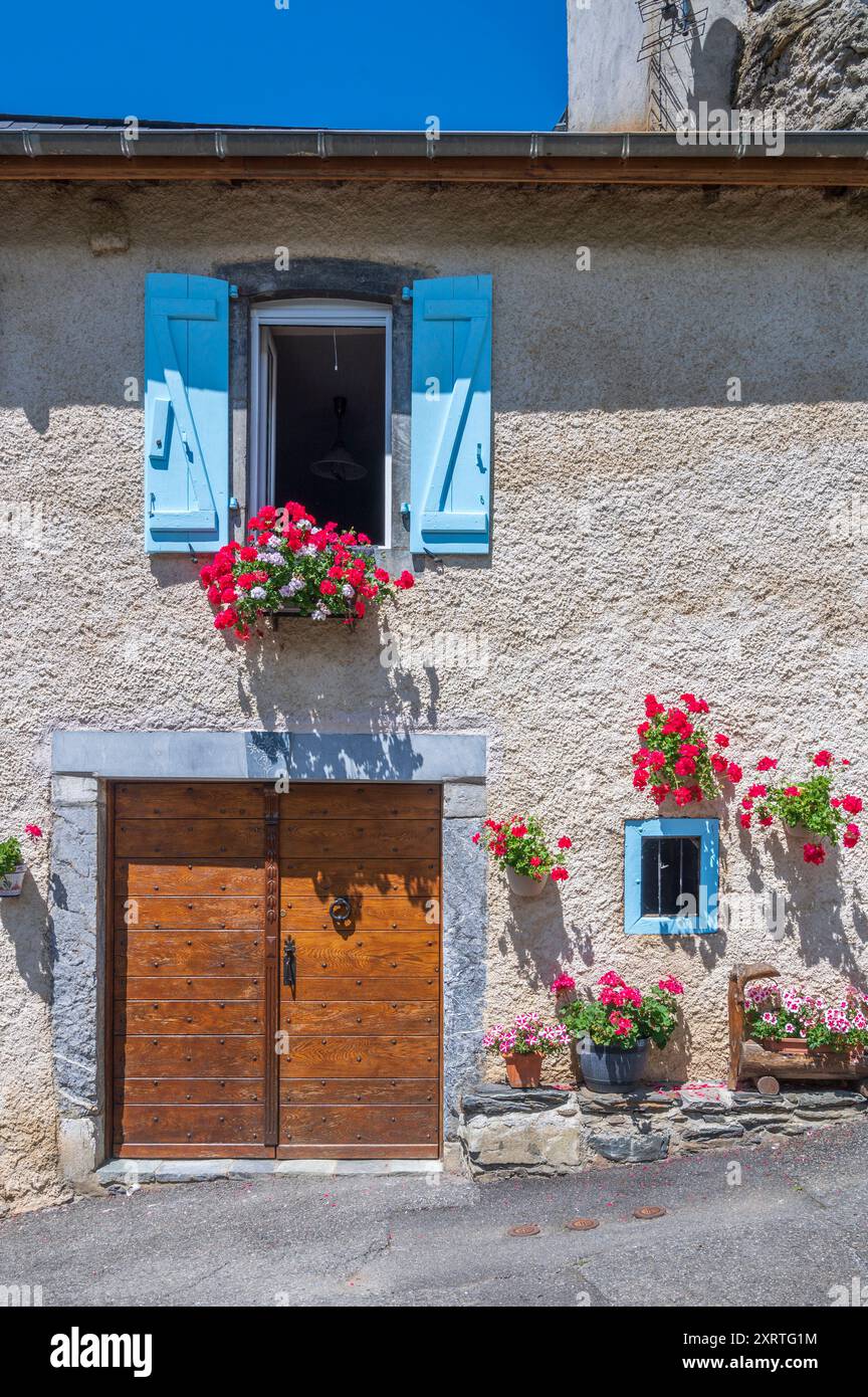 Traditional farmhouse in the Pyrenees village of Aas, Bearn, France ...