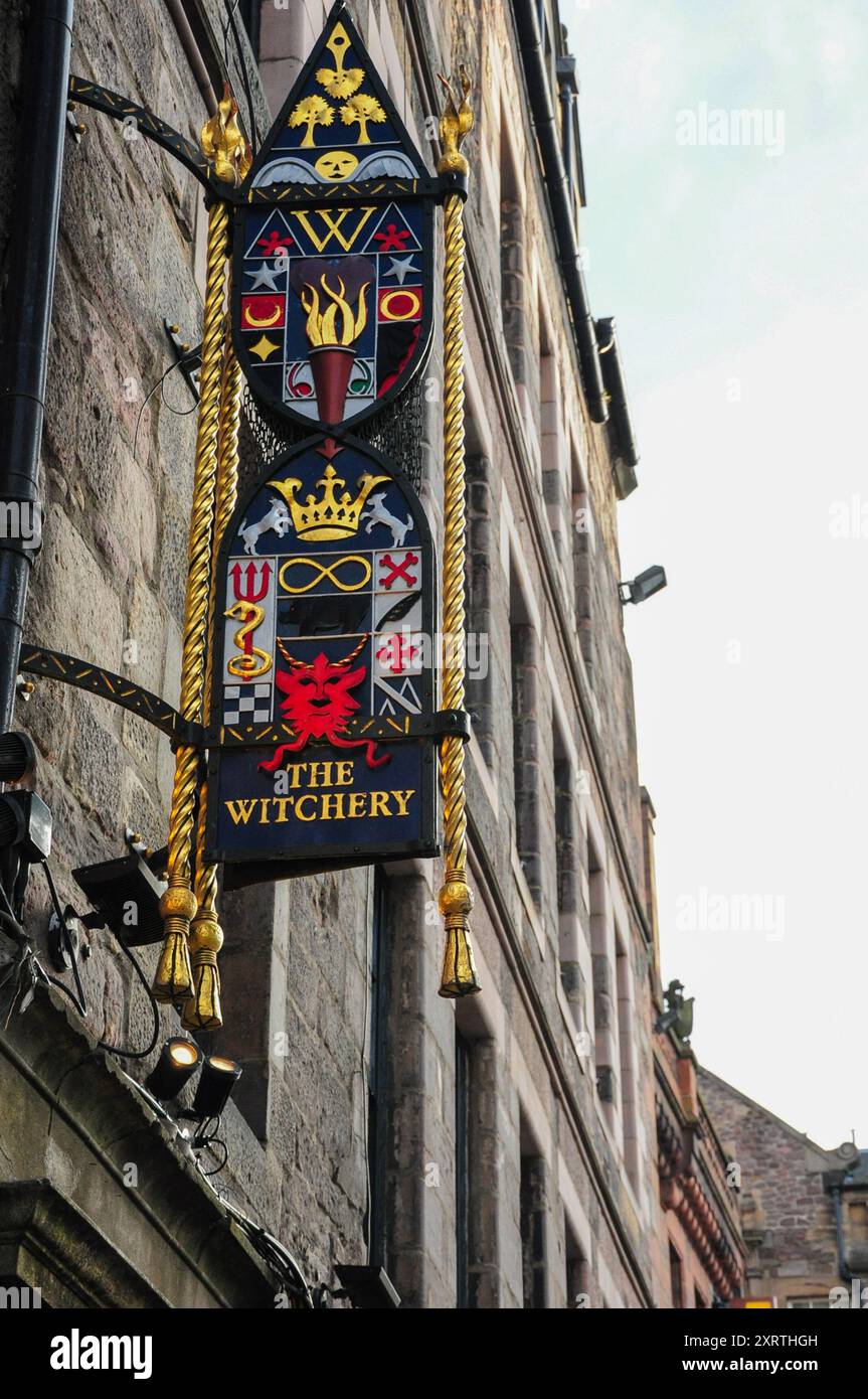 The Witchery restaurant sign on the Royal Mile in Edinburgh, Scotland ...