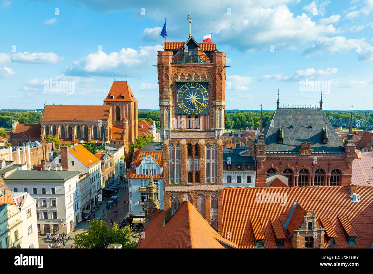 Aerial panoramic view of historical buildings and roofs in Polish ...