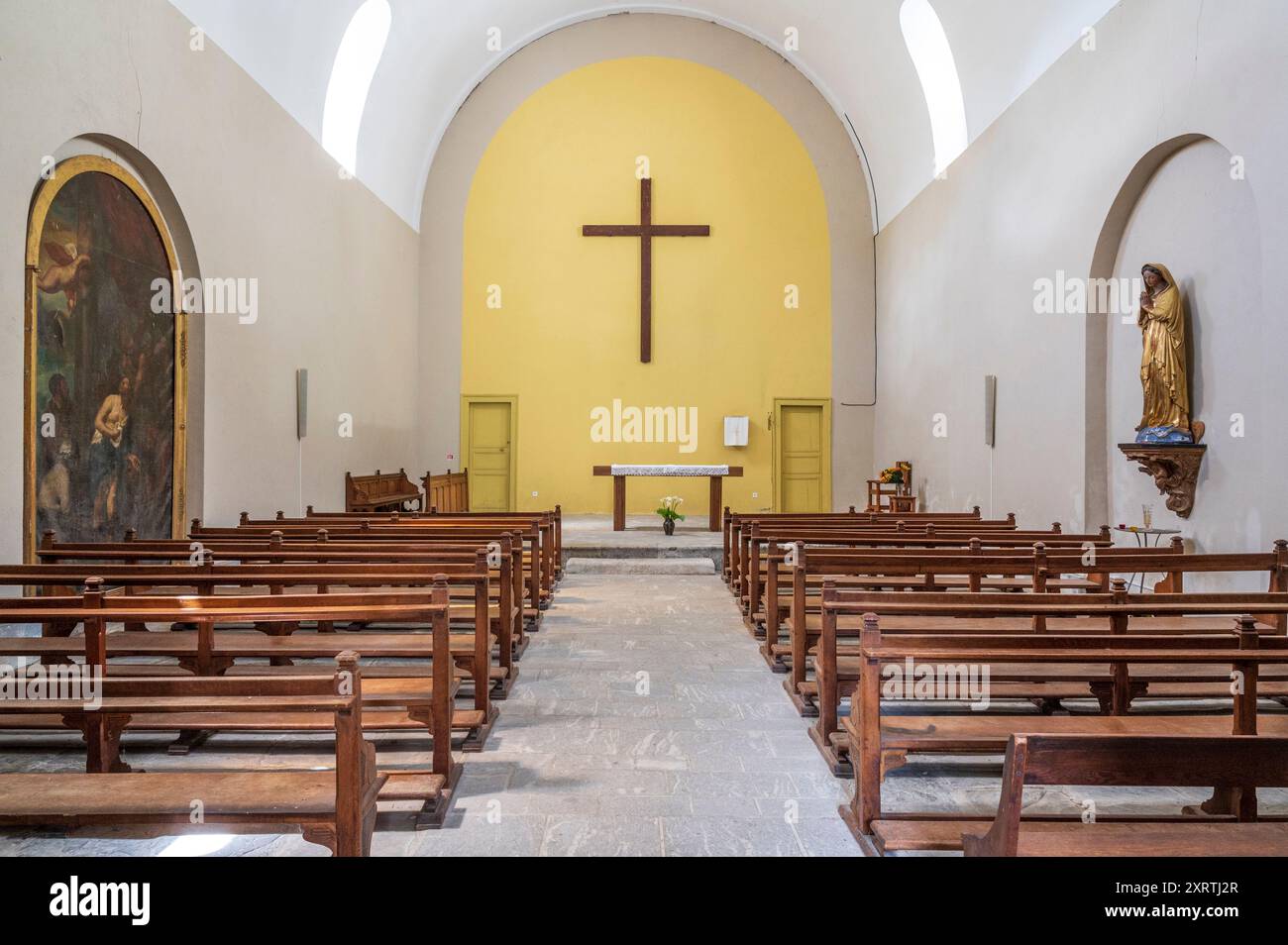 Inside the village church Église Saint-Laurent d'Aas of the rural ...