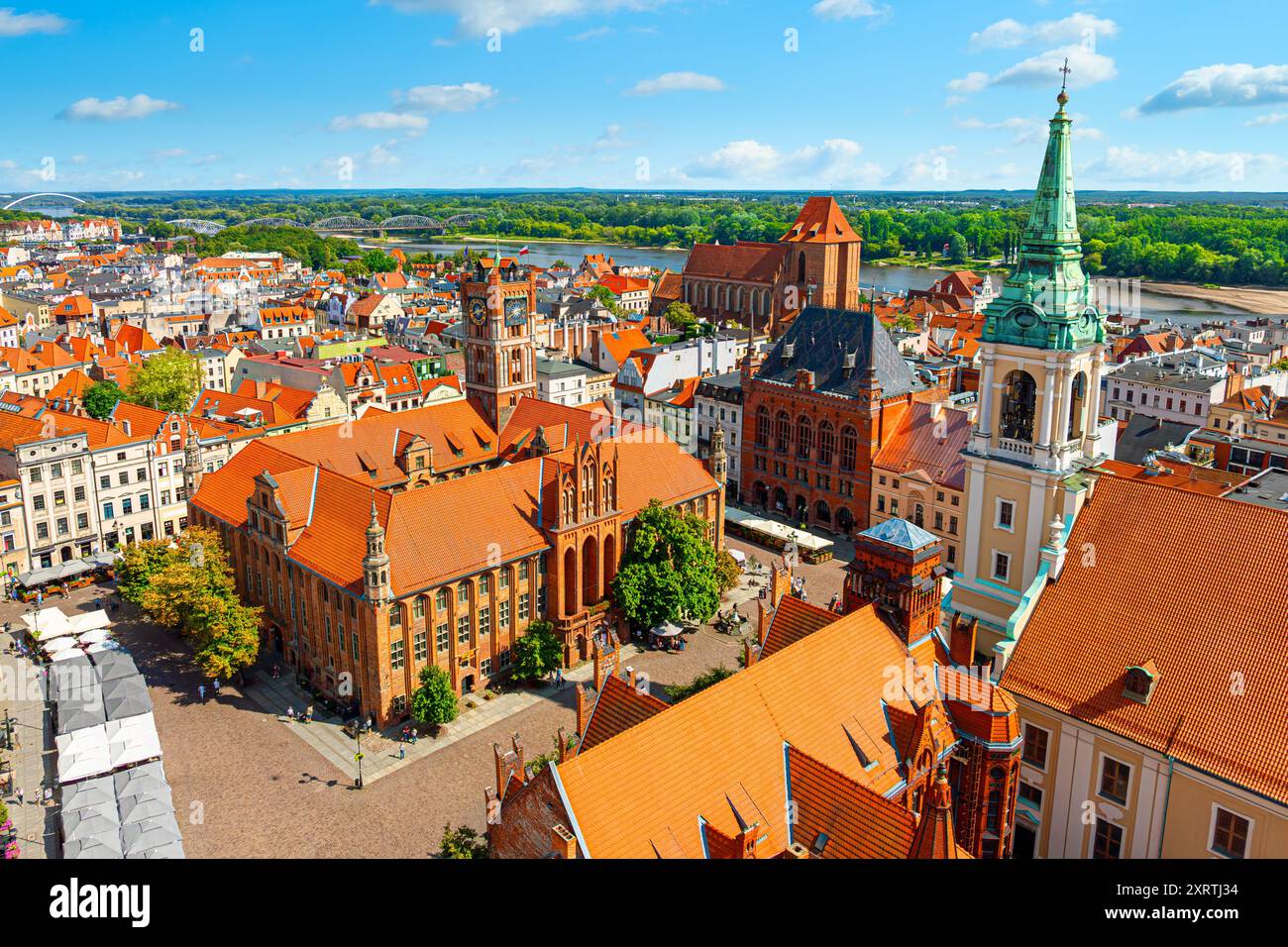 Aerial panoramic view of historical buildings and roofs in Polish ...