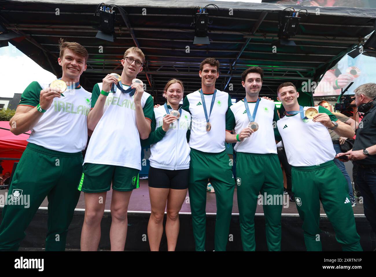 (left to right) Ireland's Fintan McCarthy, Daniel Wiffen, Mona McSharry ...