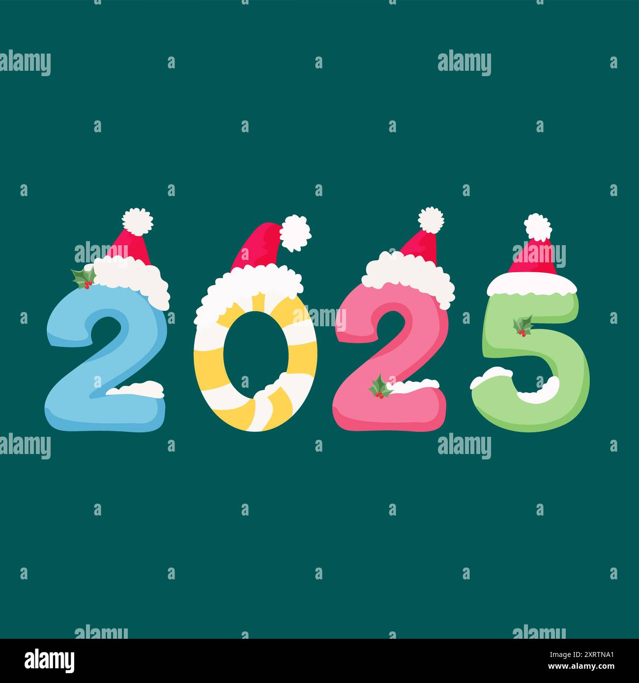 The numbers 2025 on a dark green background. Vector illustration Stock ...