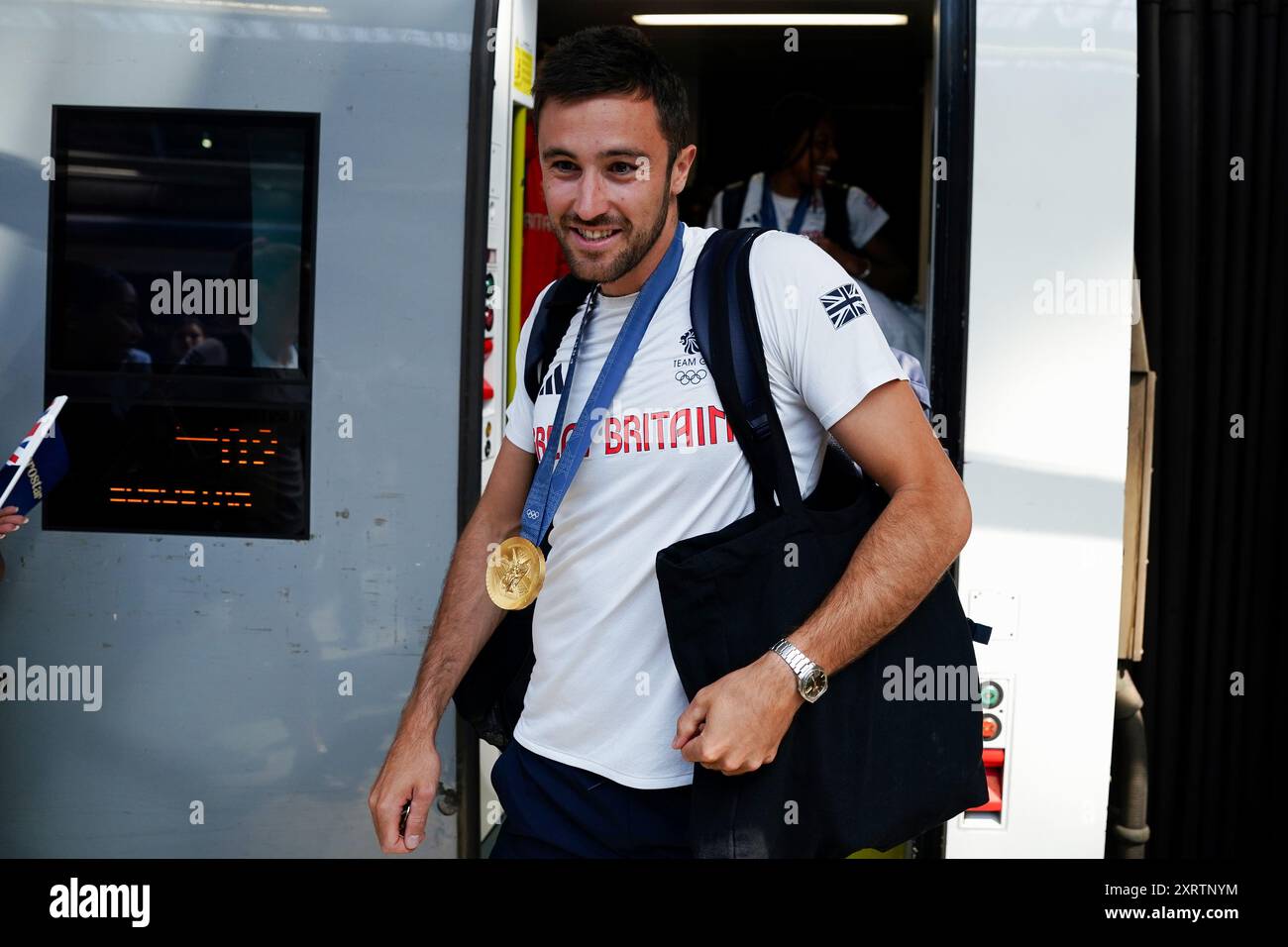 Team GB's Sholto Carnegie arrives by Eurostar into London St. Pancras ...