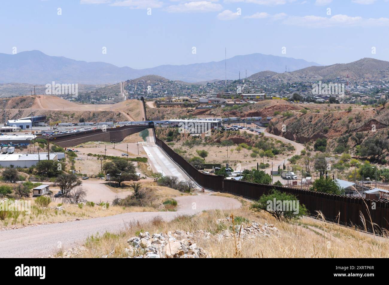 A panoramic view of the United States southern border with Mexico where ...