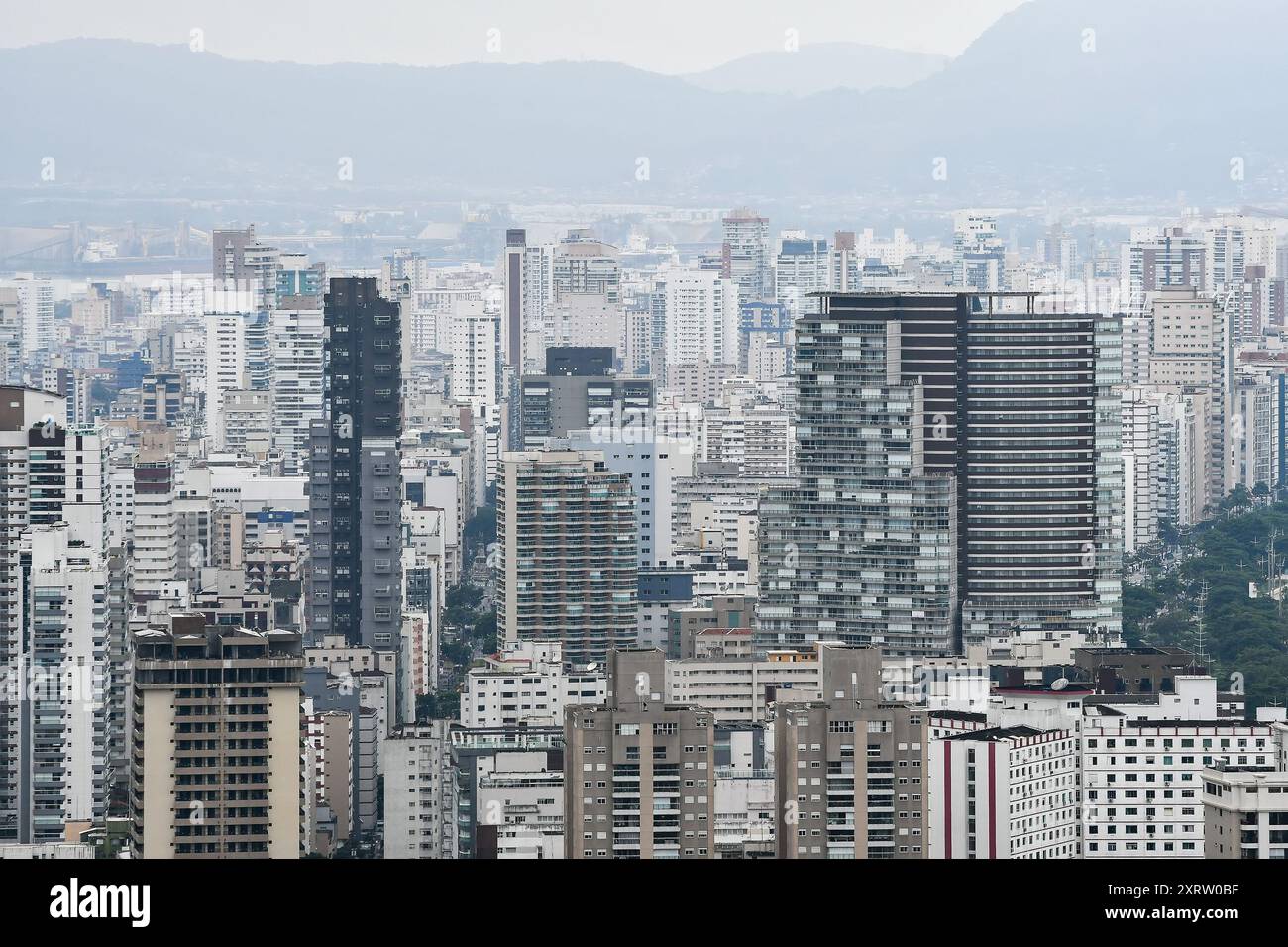 Aerial view of the buildings of Santos city, coastal city of Sao Paulo ...
