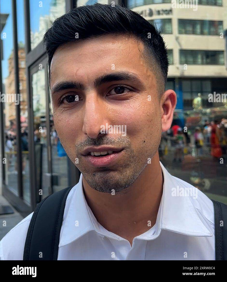 Security guard Abdullah, 29, who works at TWG Tea shop at the scene in ...