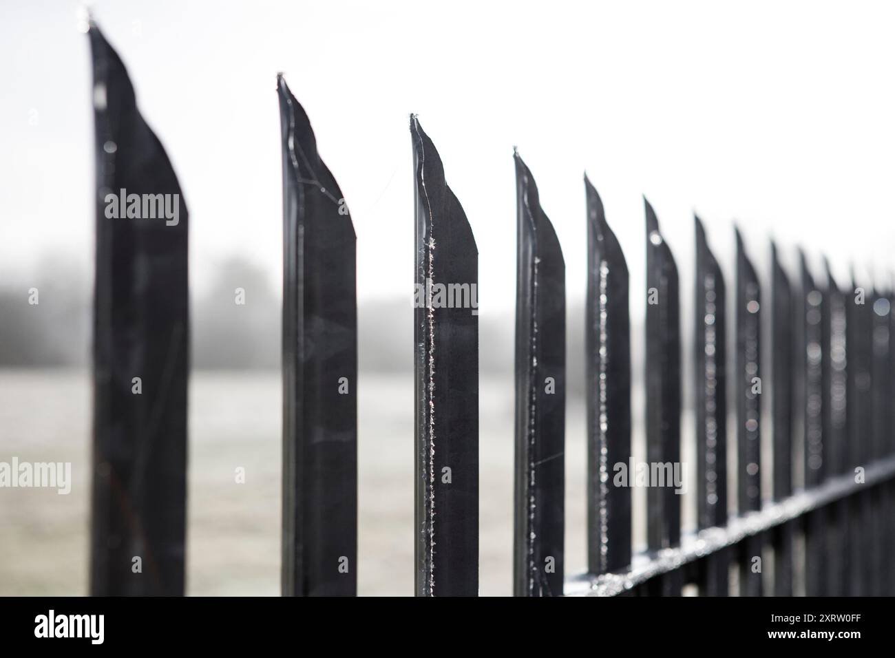 Large metal spikes on a perimeter security fence Stock Photo - Alamy