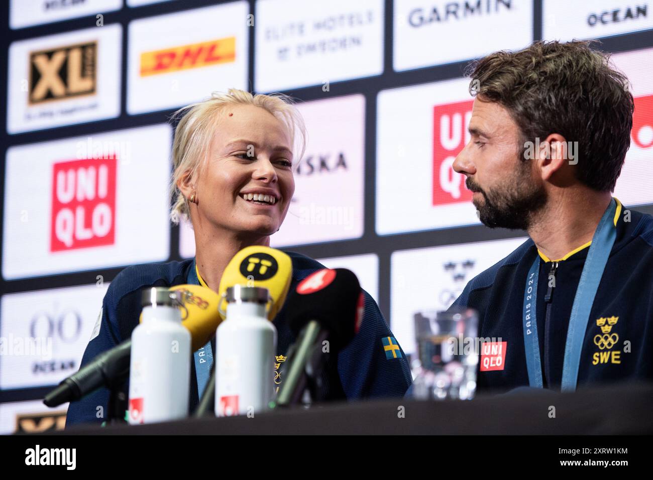 Lovisa Karlsson and Anton Dahlberg of, Sweden. , . bronze medalists in sailing, during a ...