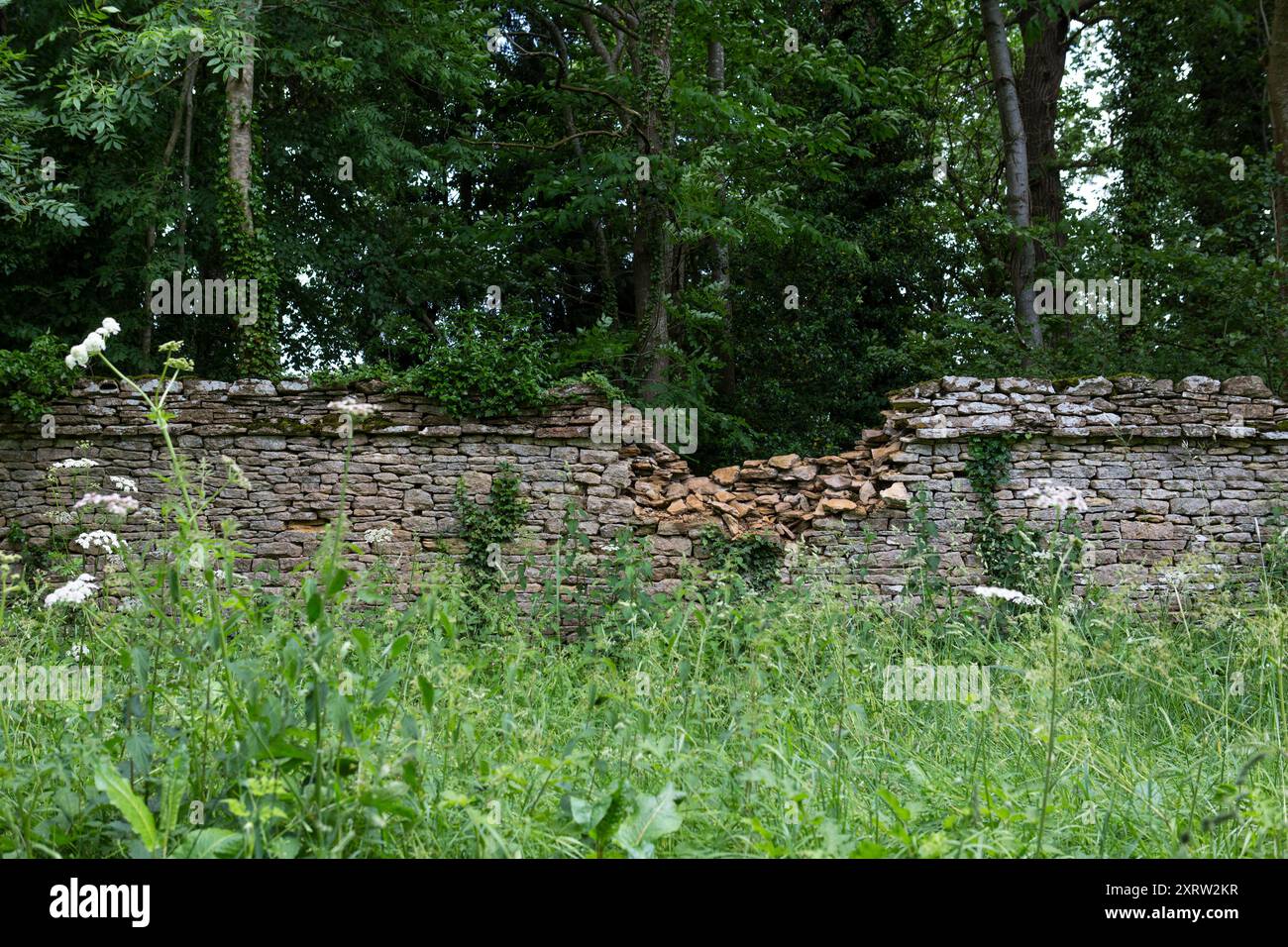 Old fence and gate at the entrance to a rural field in the Cotswold ...