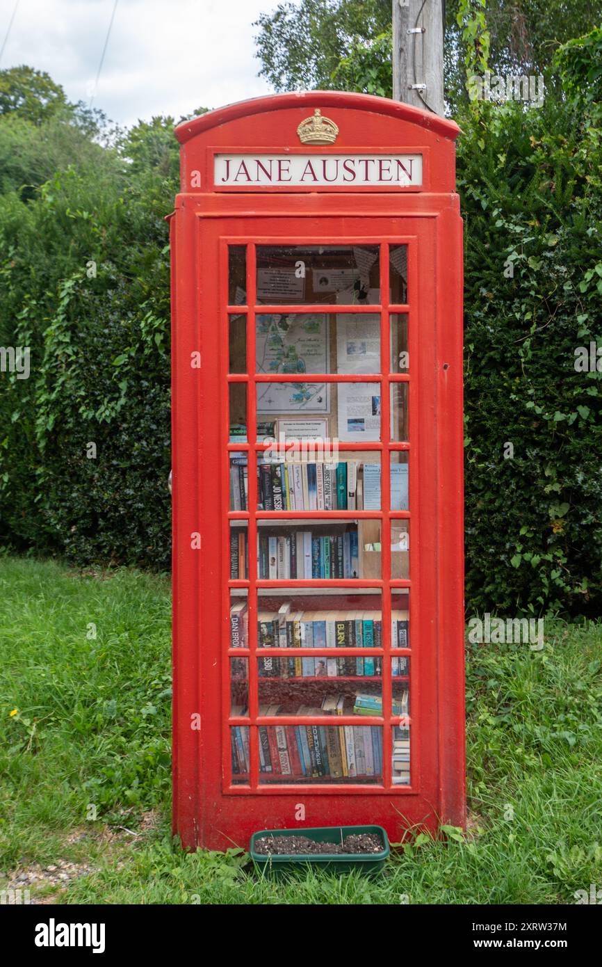 Small Jane Austen museum inside an old red phonebox in Steventon, the ...