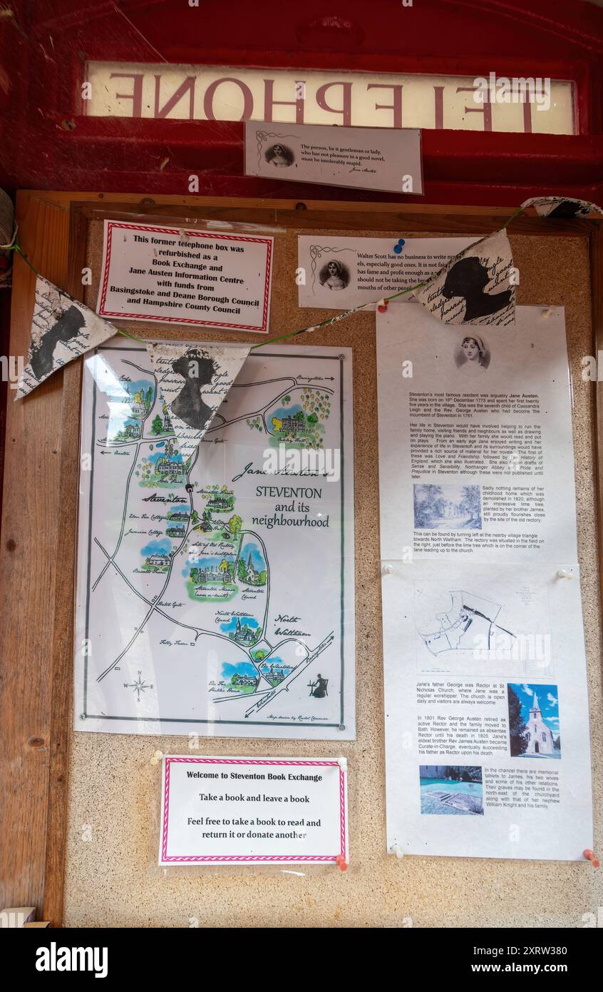 Small Jane Austen museum inside an old red phonebox in Steventon, the ...