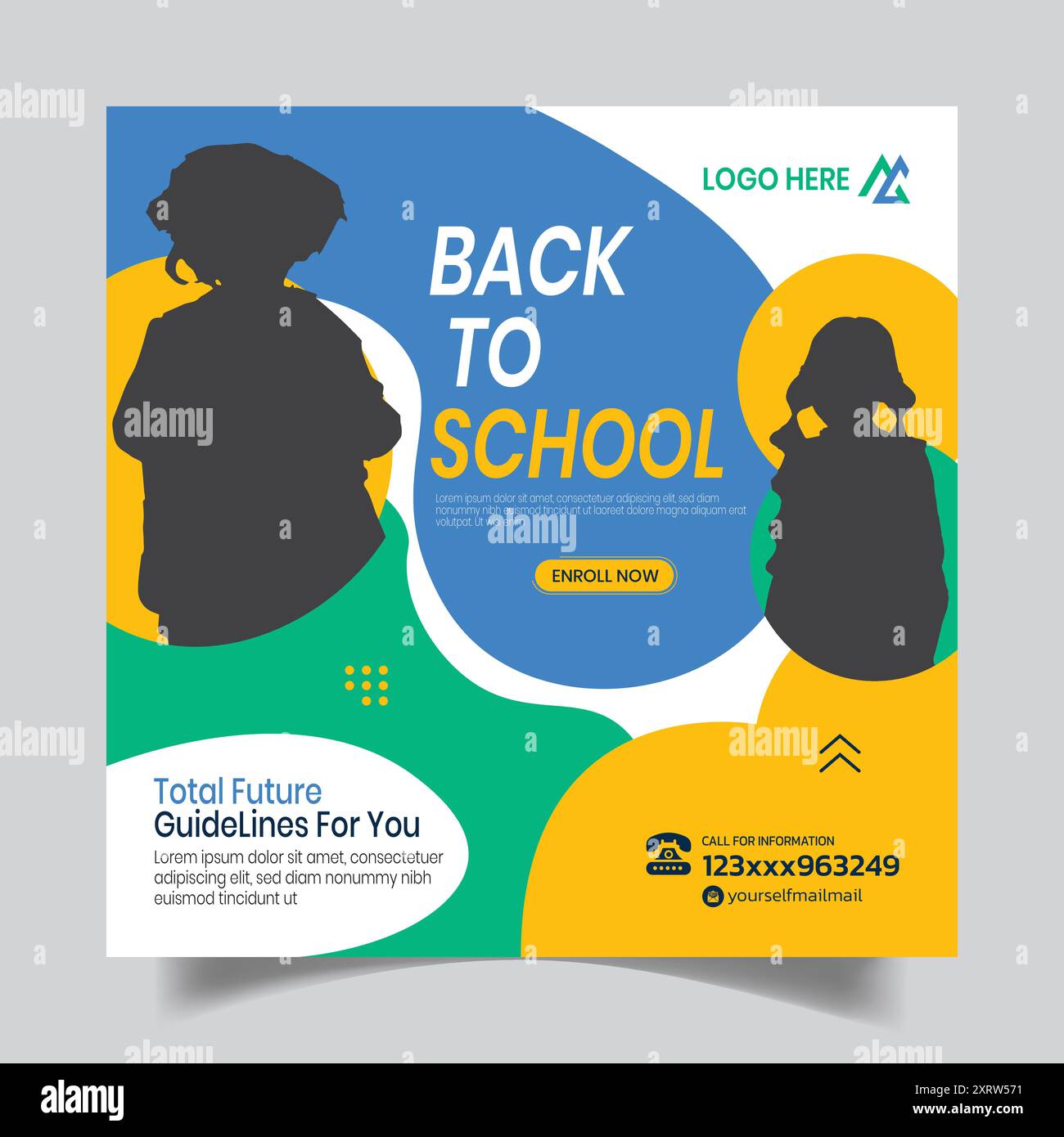 Excellent School Admission Social Media Post Design Template Stock ...