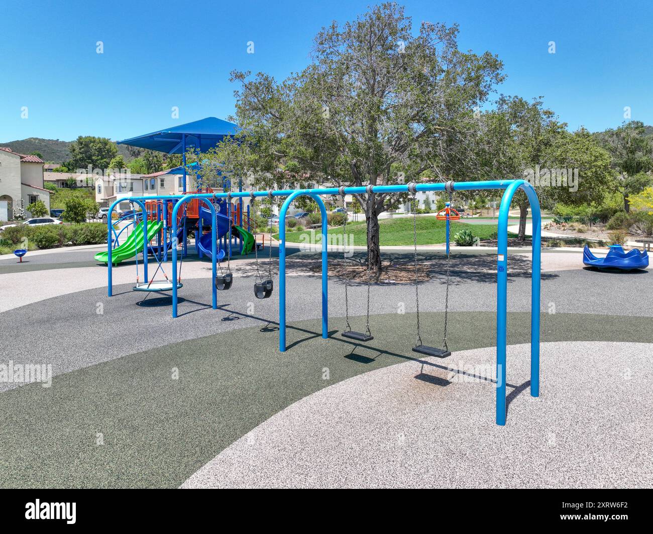 Colorful children playground activities in community public park ...