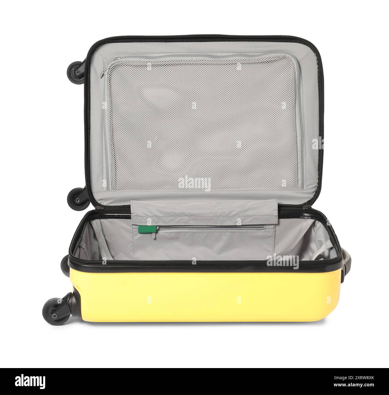 Open empty suitcase for travelling isolated on white Stock Photo - Alamy