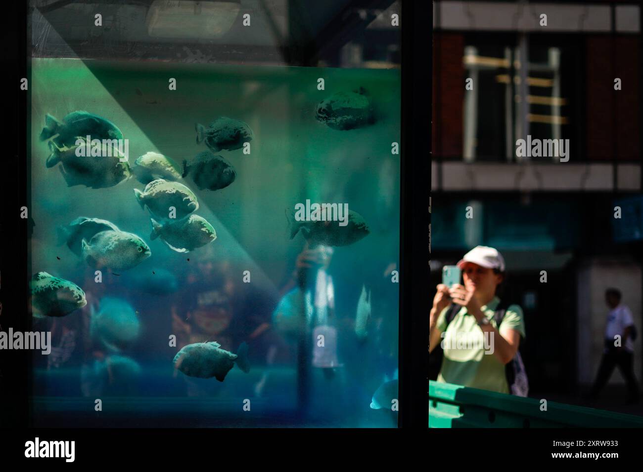 London, UK. 12th Aug, 2024. People are taking photos of a new artwork ...