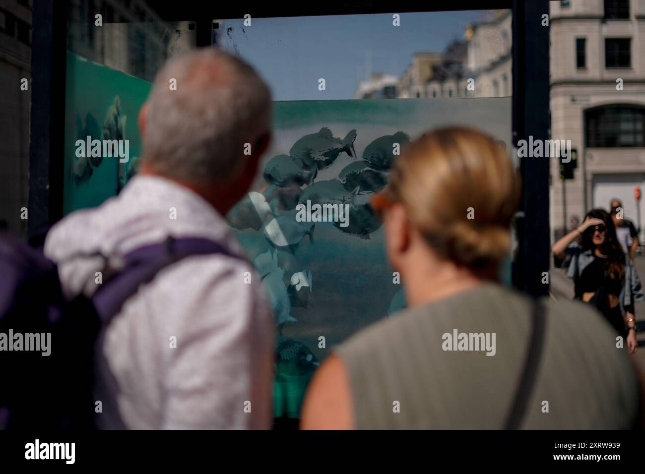 London, UK. 12th Aug, 2024. People are taking photos of a new artwork ...