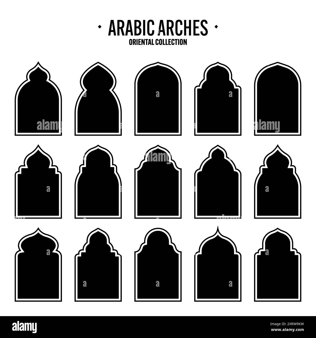 Islamic frames, oriental style objects. Arabic shapes, windows and ...