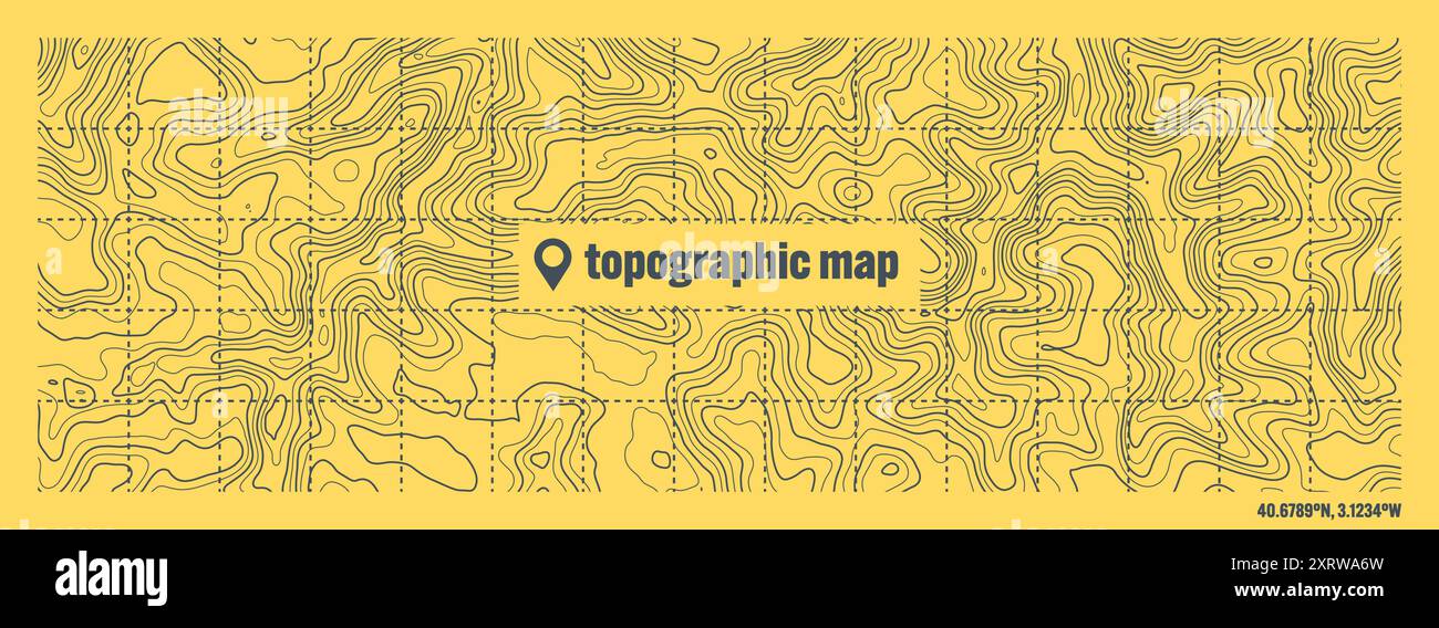 Colorful topographic map with contour lines. Geographic terrain grid ...