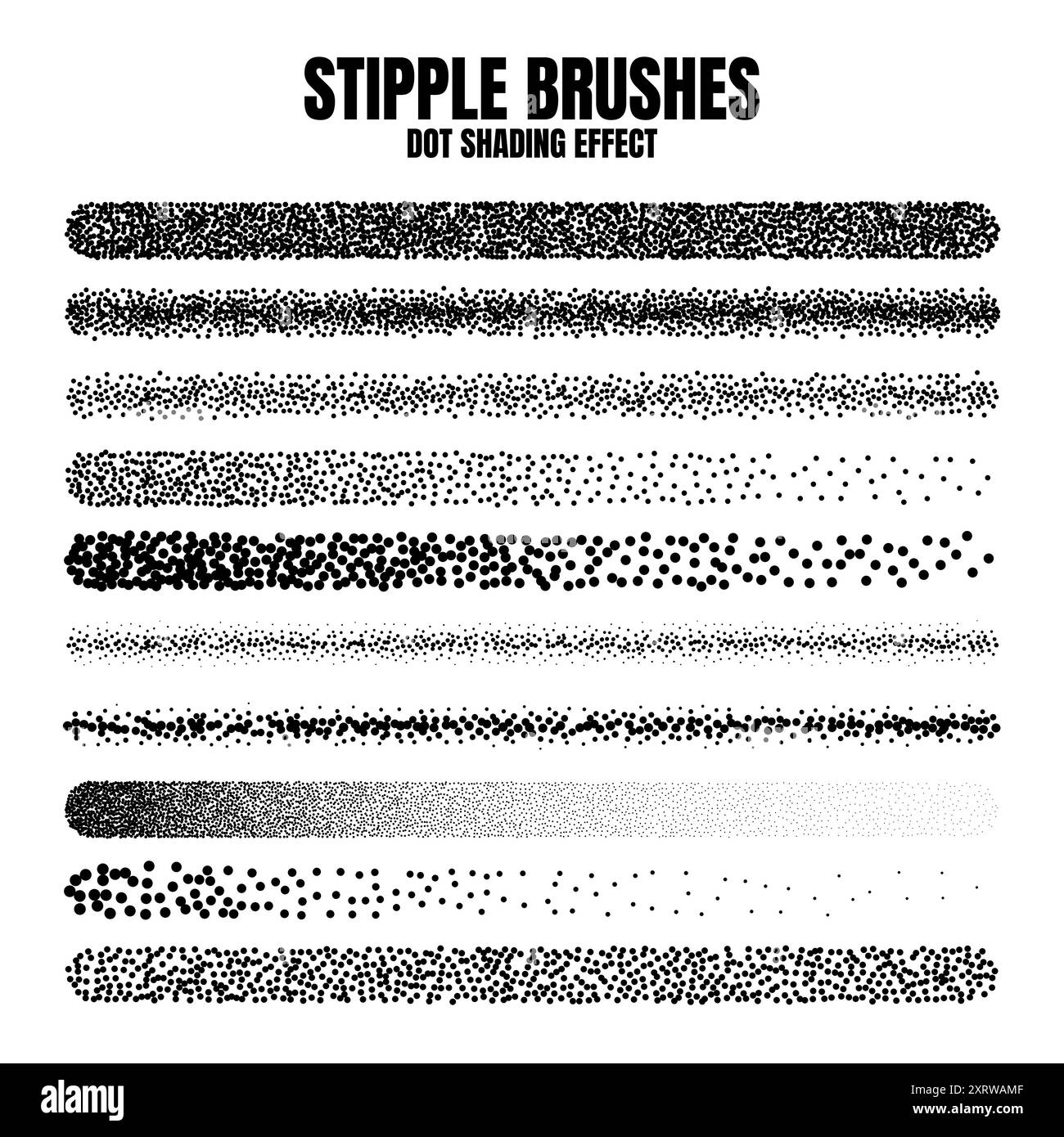 Stipple scatter brush, ink drawing and texturing. Fading gradient ...