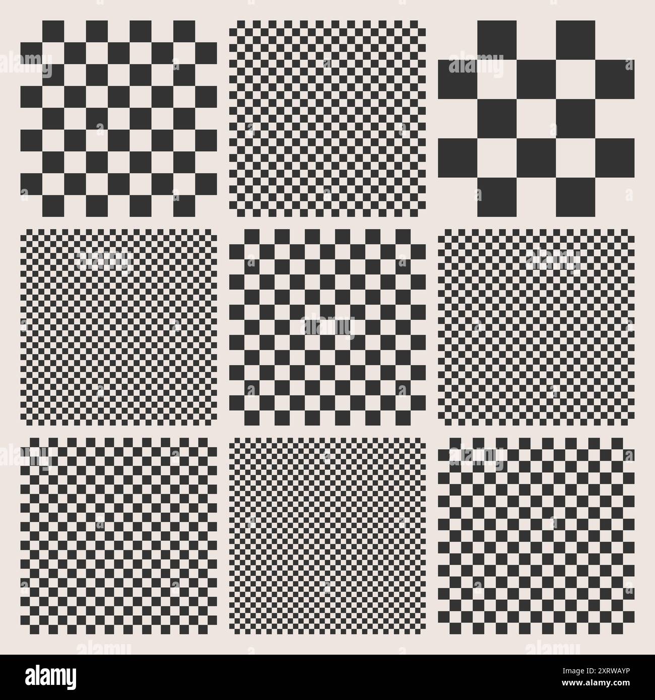 Trendy checkered pattern, black and white tiled grid. Funky geometric ...