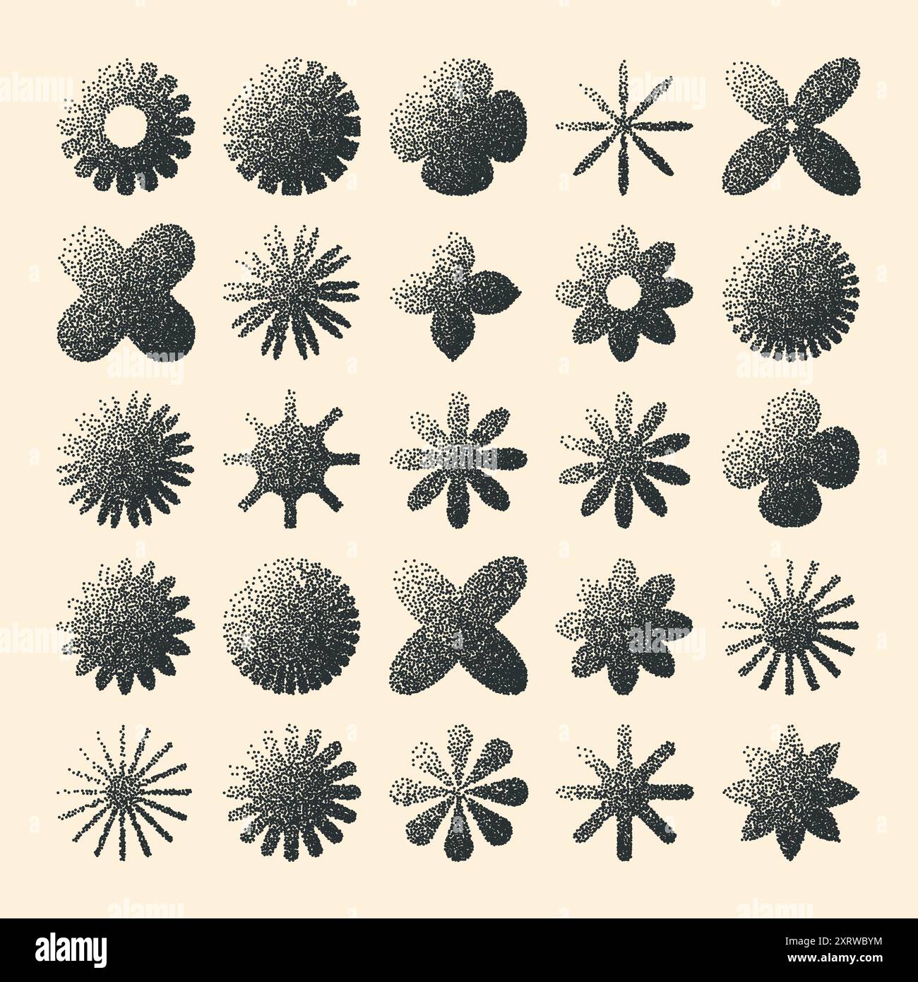 Brutalist geometric shapes, dotted objects. Stipple elements modern ...