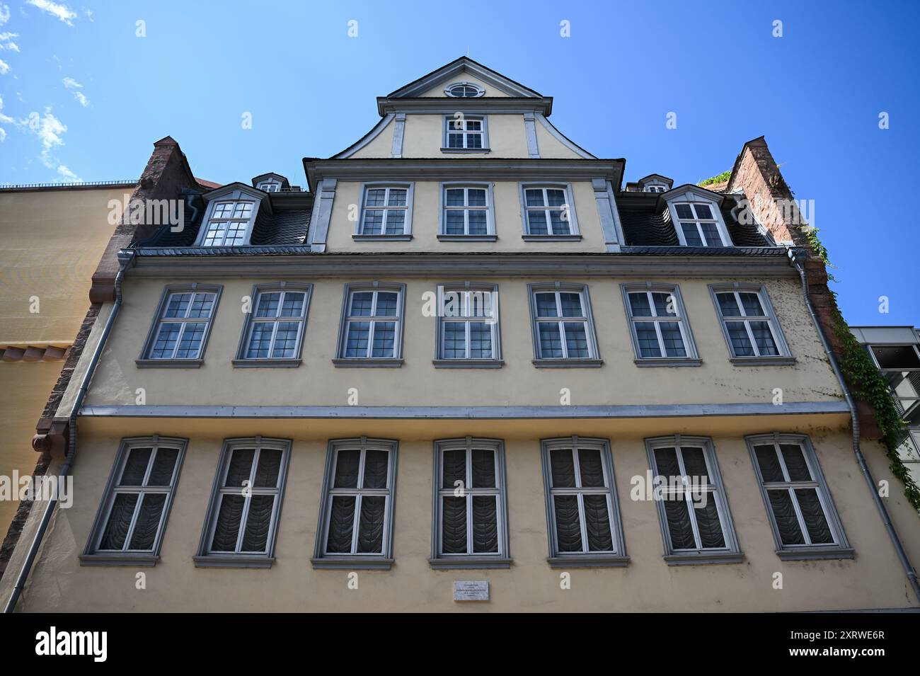 PRODUCTION - 12 August 2024, Hesse, Frankfurt/Main: A striking façade ...