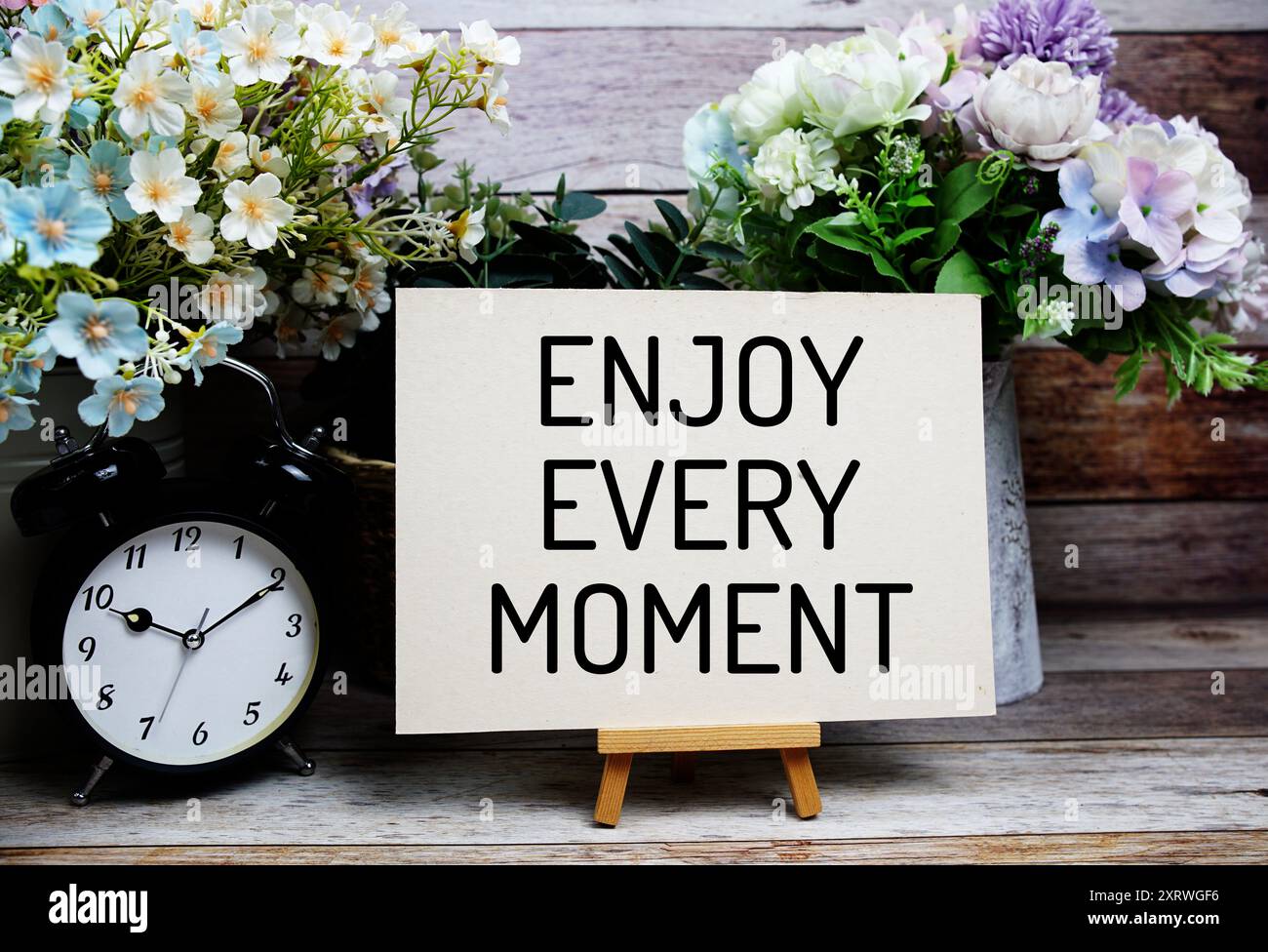 Enjoy this Moment text message motivational and inspiration quote Stock ...